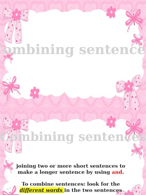 Combining Sentences Ppt 2 Pdf