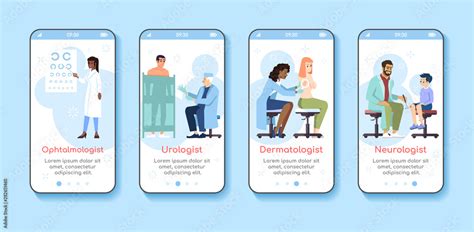 Medical Examination Onboarding Mobile App Screen Template Ophthalmologist Urologist