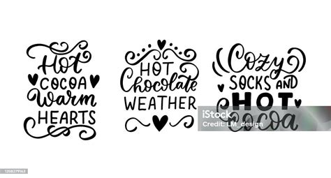 뜨거운 코코아 따옴표 번들 핫 초콜릿 날씨 아늑한 양말 따뜻한 마음 손 레터링 휴일 견적 아늑한 겨울 거대한 문구 현대 서예 머그 프린트 디자인 요소 오버레이 초콜릿에 대한