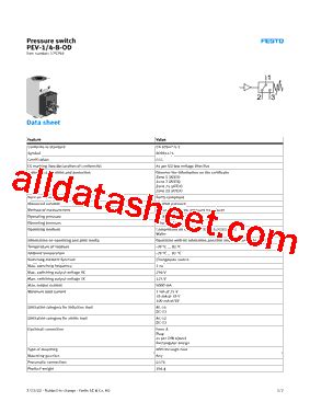 PEV-1/4-B-OD Datasheet(PDF) - Festo Corporation.