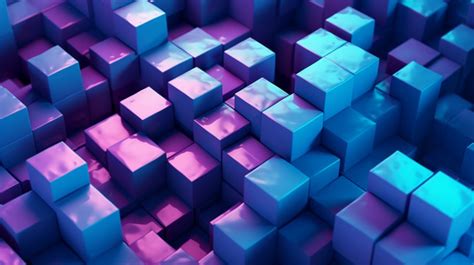 Textured Cube In Blue And Purple Hues Up Close And Abstract Rendered In