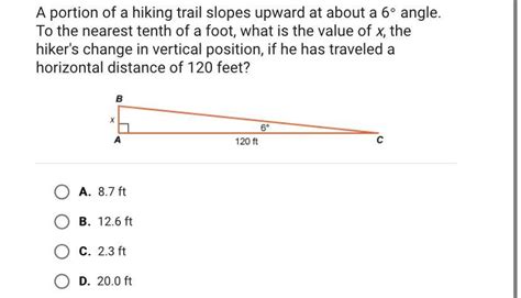 A Portion Of A Hiking Trail Slopes Upward At About A 6 Angle To The