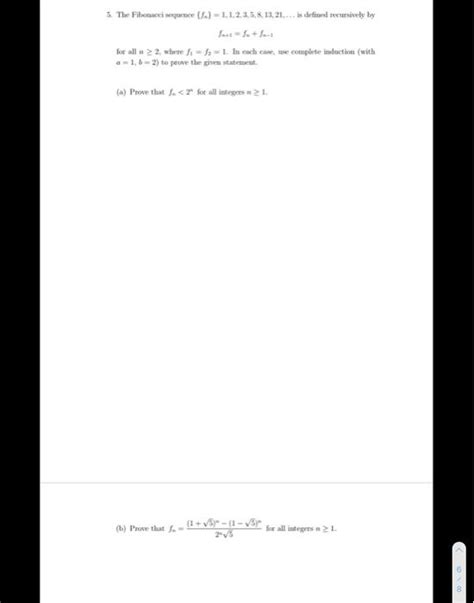 Solved The Fibonacci Sequence Fa Is Chegg
