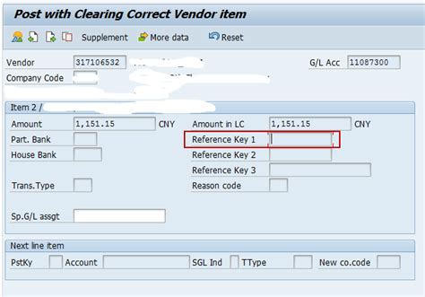 Reference Key 1 Field Is Grayed Out Clear Vendor F Sap Community