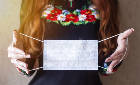 Redhead Woman With Medical Mask Stock Photo Image Of Health Face