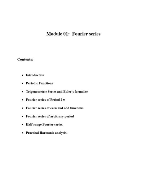 Module 2 Fourier Series Pdf Fourier Transform Mathematical Analysis