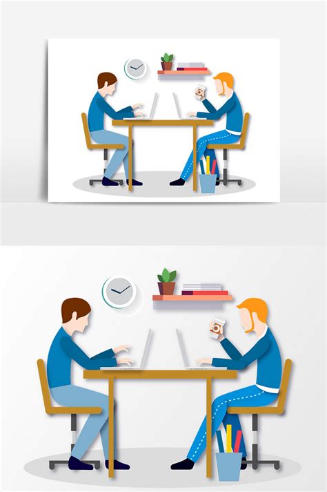 손으로 그린 남자의 사무실 그림 일러스트 Png Ai 무료 다운로드 Pikbest