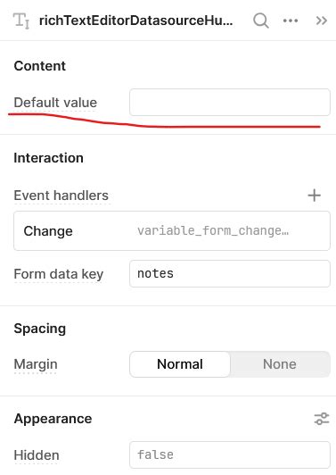 rich text editor bug null and 💬 app building retool forum