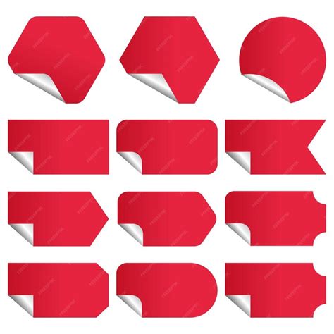 Premium Vector A Collection Of Red And White Fold Promotional Badge