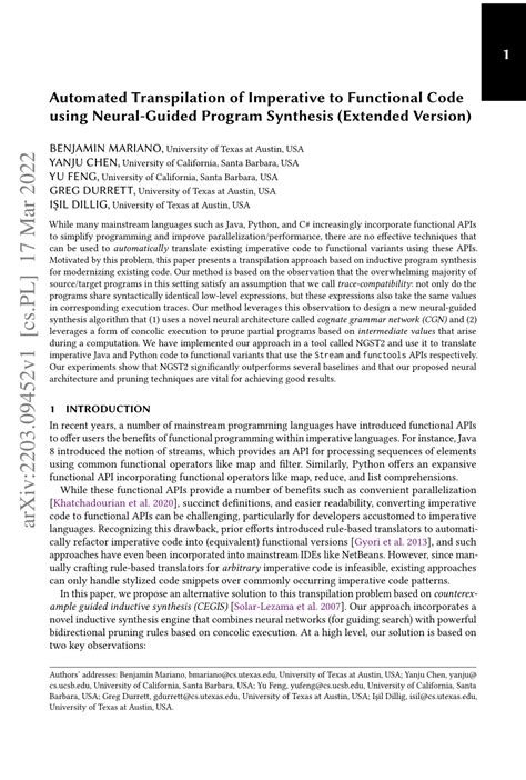 Pdf Automated Transpilation Of Imperative To Functional Code Using