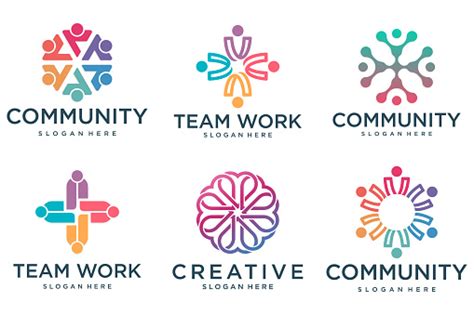 Ikon Logo Komunitas Global Menetapkan Simbol Komunitas Kerja Tim