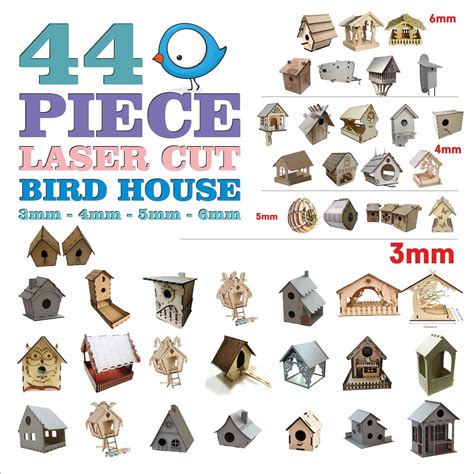 44 Laser Cut Bird House Vector Laser Template Nesting Box Laser Cut