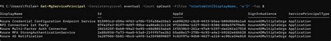 get mgserviceprincipal retrieve microsoft 365 service principals