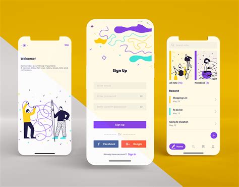 UI UX Design Mockup Notes Application On Behance