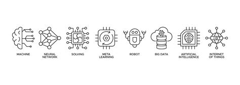 Machine Learning Banner Web Icon Of Machine Neural Network Solving Meta Learning Robot Big