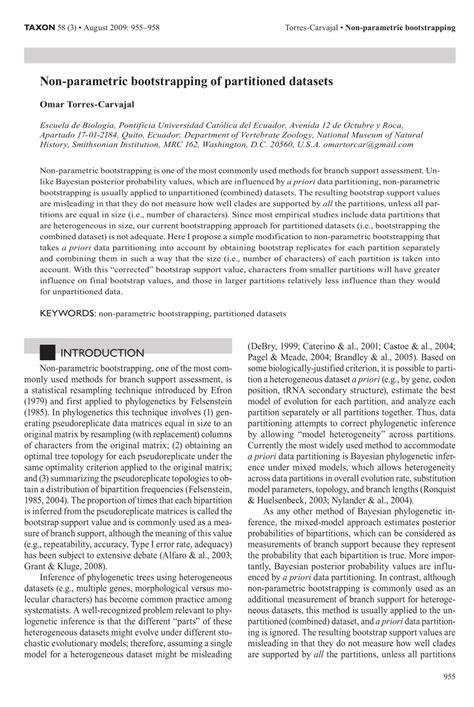pdf non parametric bootstrapping of partitioned datasets