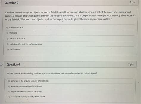 Solved 2 Pts Question 3 Consider The Following Four Objec