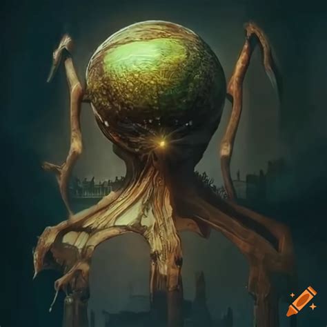 futuristic depiction of a tree merging with a human figure on craiyon