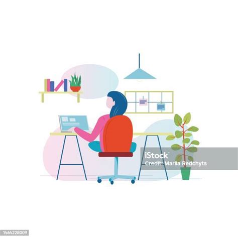 격리 상태에서 집에서 일하기 개념 그림 청소년 Mаn 및 Womаn 프리랜서는 격리 된 집에서 랩톱과 컴퓨터로 작업합니다 벡터