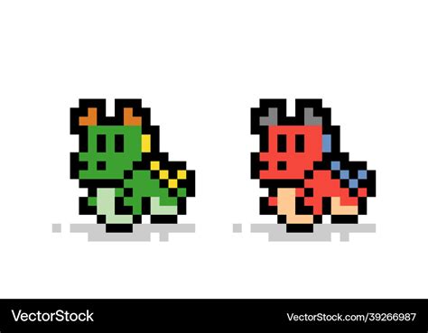 8 Bit Pixel Dragon Image Art Royalty Free Vector Image