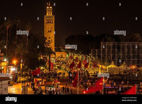 Morocco Marrakech The Jemma Al Fna Jemaa El Fnaa At Night With