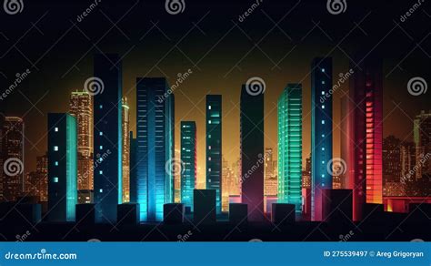 Neon Coloured Night City Background Stock Illustration Illustration
