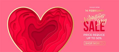 발렌타인 데이 판매 배너 배경 분홍색 배경에 골드 하트 프레임 발렌타인 데이 페이퍼 컷 웹 사이트 배너 또는 인사말 카드 개념 발렌타인 카드에 대한 스톡 벡터 아트 및 기타