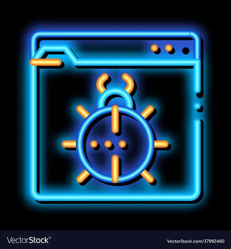 Beetle Bug Code Mistake Or Virus Neon Glow Icon Vector Image