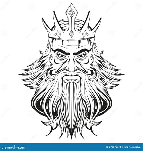 Poseidon Neptune Illustration Sketch Of The Greek God Of The Sea