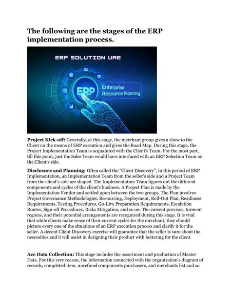 PPT The Following Are The Stages Of The ERP Implementation Process PowerPoint Presentation