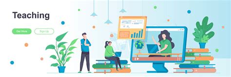 사람 캐릭터와 방문 페이지를 가르치는 개인 교사 서비스 웹 배너 교육 웨비나 온라인 수업 벡터 일러스트레이션 학습에 대한 스톡 벡터 아트 및 기타 이미지 Istock