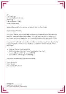 Application For Correction In Marksheet Certificate 5 Format