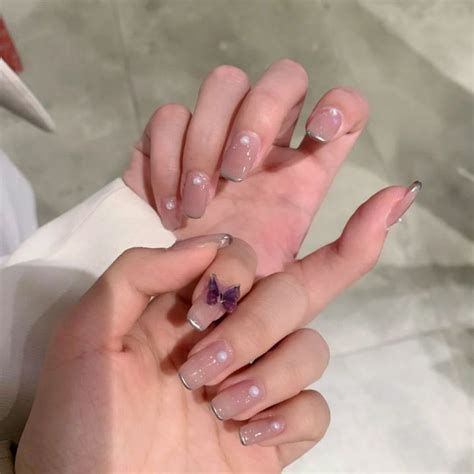 걸스코코 프렌치 진주 나비 네일팁 가짜손톱 셀프 네일아트 Nail N72