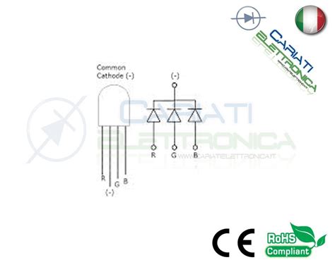 10 Pz Led RGB DIFFUSO 5mm 4 Pin 8000mcd CATODO COMUNE