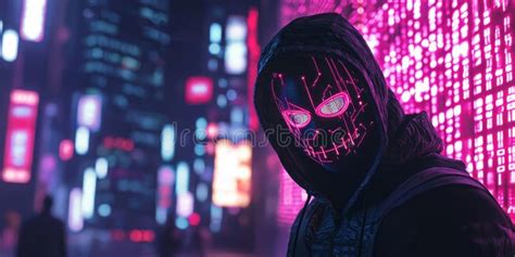 Anonymous Hacker Screen Filled With Overlapping Digital Noise Masked