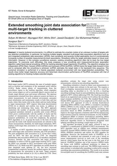 Extended Smoothing Joint Data Association For Multi Target Tracking In