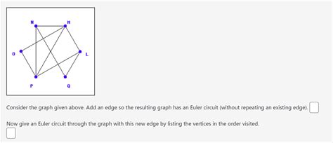 Solved Consider The Graph Given Above Add An Edge So The Chegg