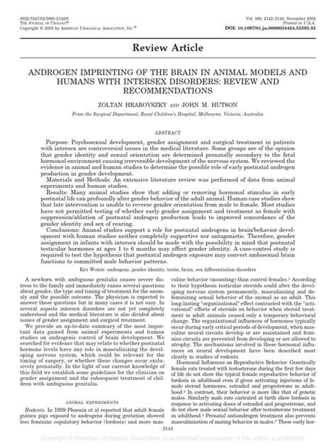 Androgen Imprinting Of The Brain In Animal Models And Humans With