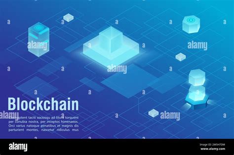 Blockchain Technology Structure Abstract Isometric Vector Illustration