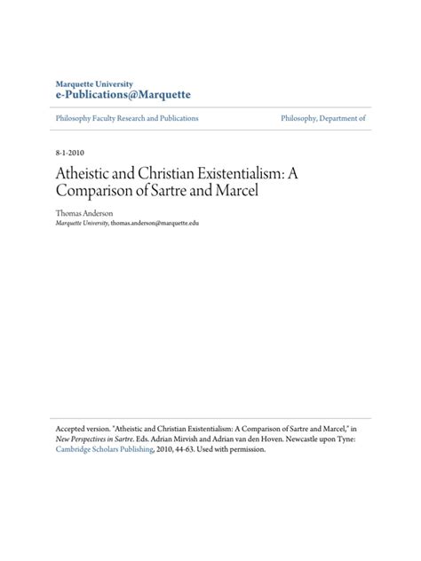 Sartre And Marcel Pdf Existentialism Jean Paul Sartre