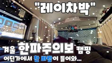 북극한파 레이로 버티기 어딘가 찬 바람이 들어와 레이차박 레이평탄화 노지캠핑 차박용품 도킹텐트