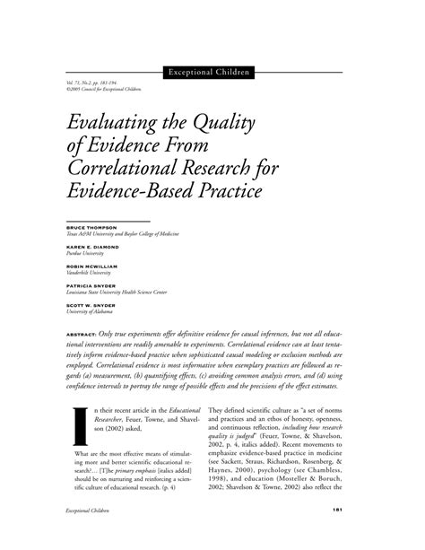 Pdf Evaluating The Quality Of Evidence From Correlational Research