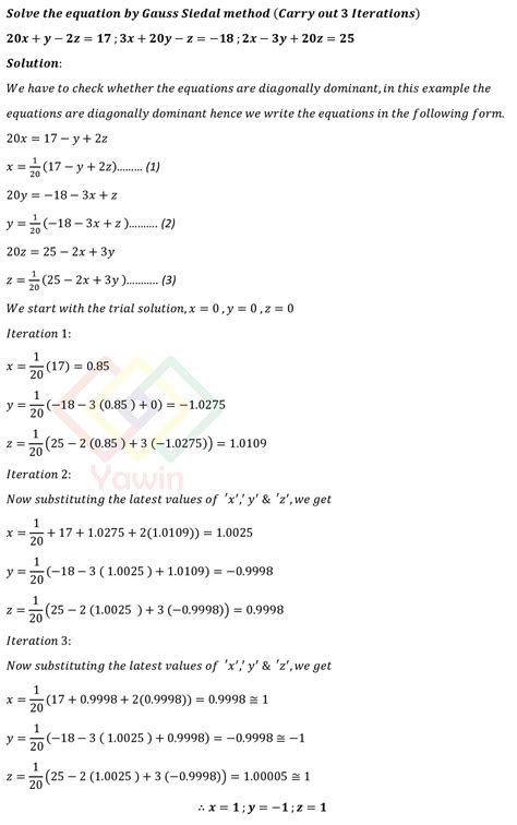 Solve The Equation By Gauss Siedal Method Carry Out 3 Iterations 20x
