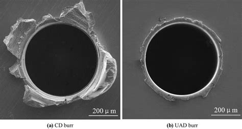 Comparison Of Exit Burr Between Uad And Cd Download Scientific Diagram