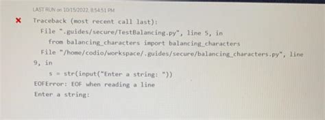 Solved Last Run On 1015202285451 Pm Traceback Most Recent