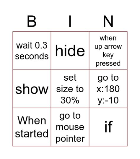 Programming Bingo Card