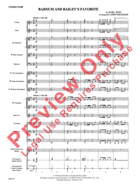 Barnum And Baileys Favorite By Jerry Brubaker Concert Band Sheet
