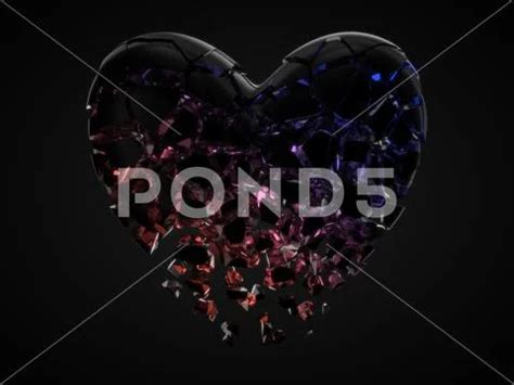 Fracturing And Dissolving Dark Heart With Cyrstal Inside Concept For