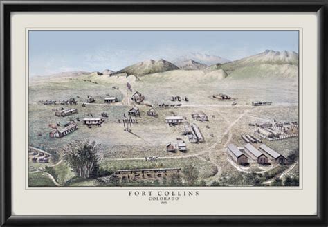 Fort Collins Co 1865 Color Vintage City Maps