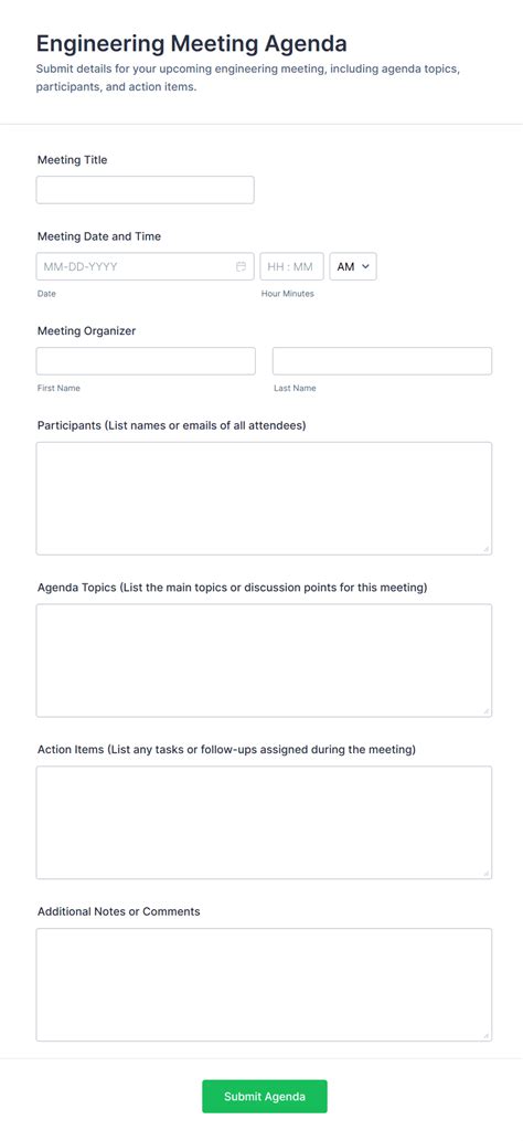 Engineering Meeting Agenda Form Template Jotform
